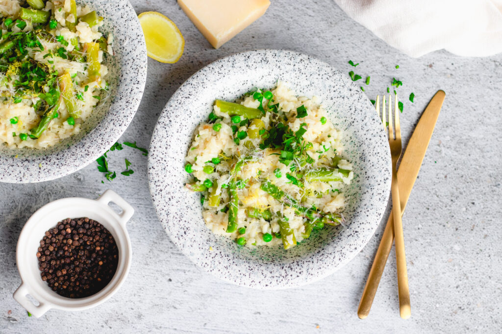 Lenterisotto met asperges en doperwten